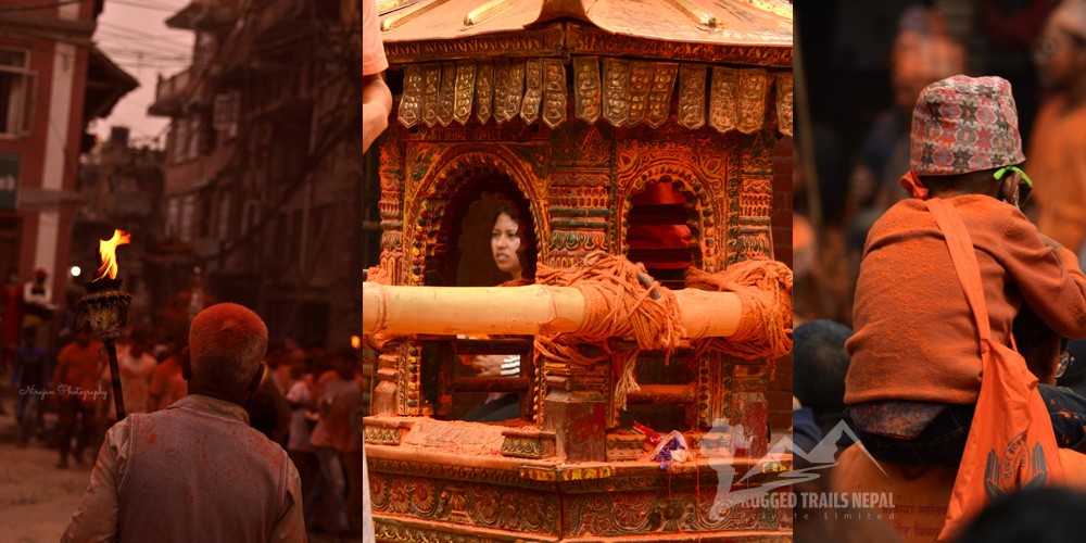 Sindoor Jatra Thimi Festival is celebrated in Madyapur Thimi Bhaktapur ...